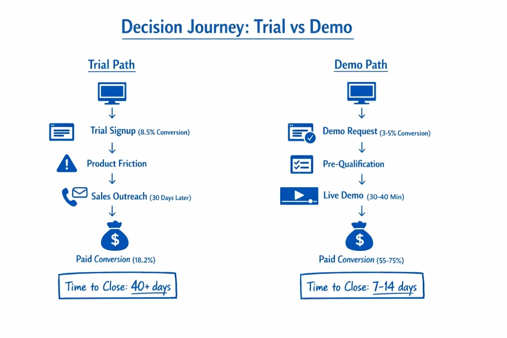 Why Enterprise SaaS Trials Convert at 10% (And Demos at 75%)